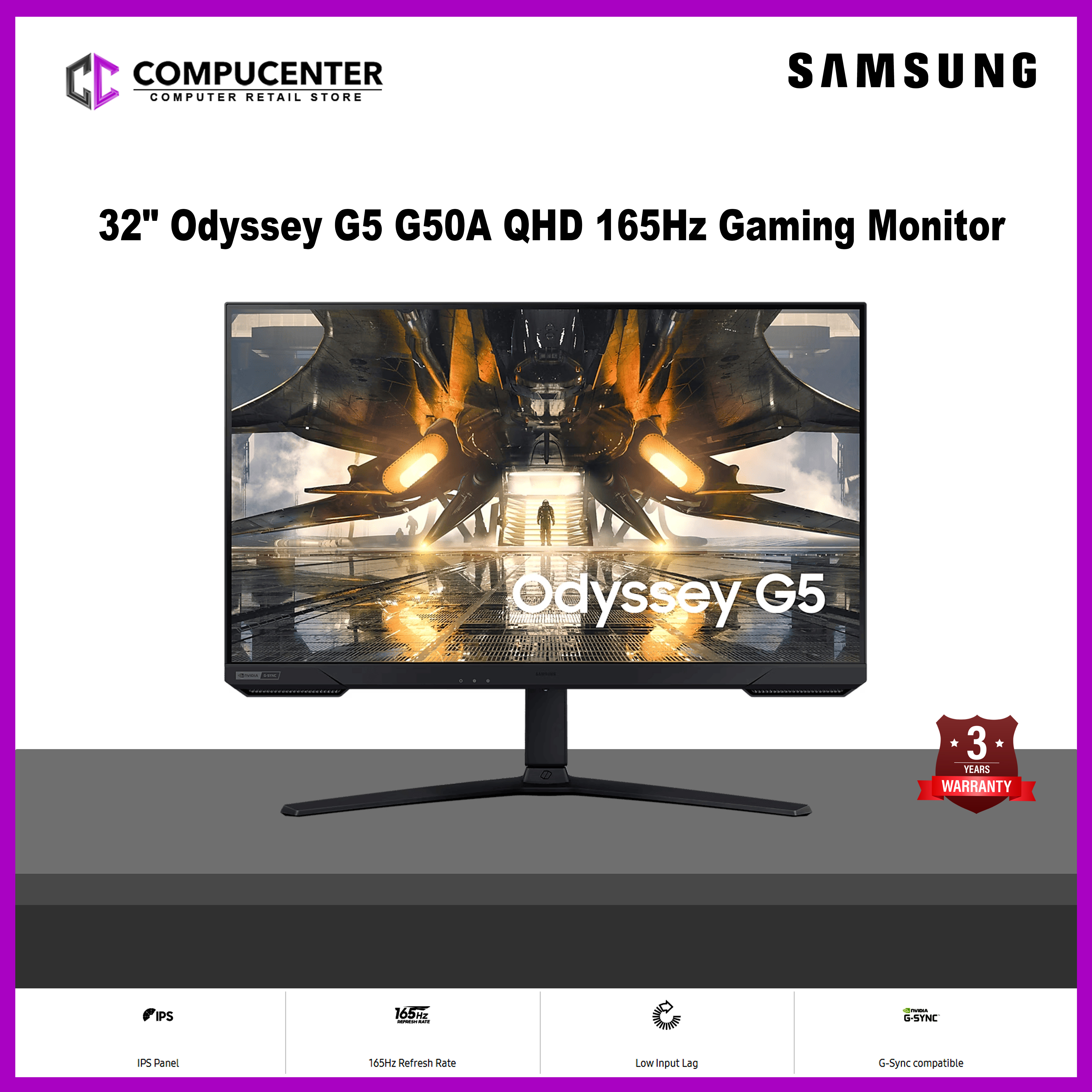 SAMSUNG 32" Odyssey G5 G50A QHD 165Hz Gaming Monitor IPS PANEL | 1ms ...