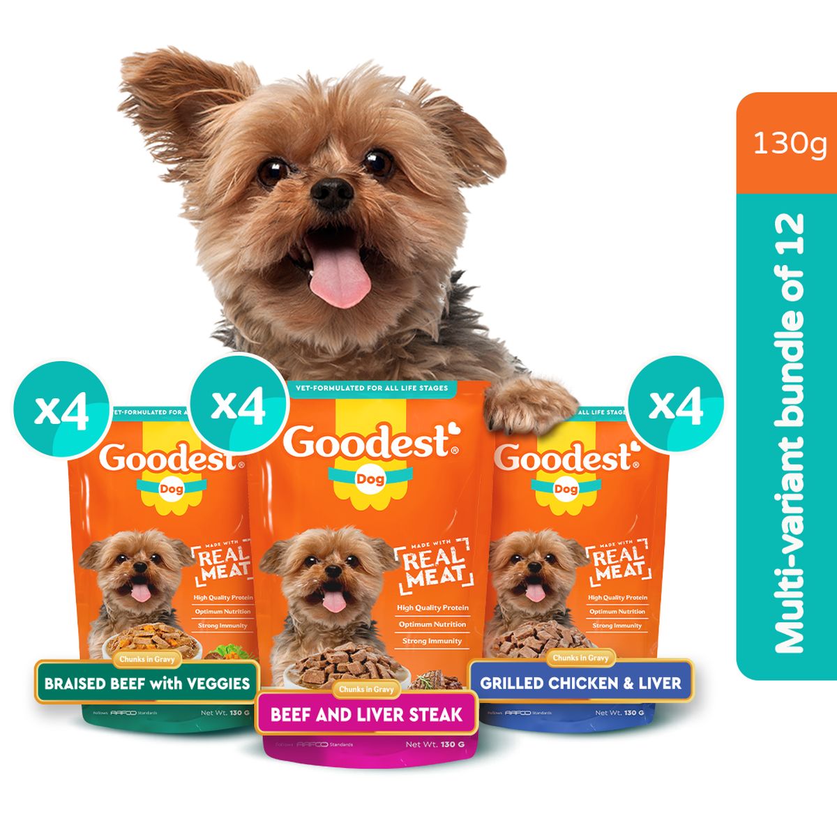 Goodest Dog Multivariant Bundle Pack Of 12 Wet Dog Food Pouch 130g Goodest Dog Multivariant Bundle Pack Of 12 Wet Dog Food Pouch 130g