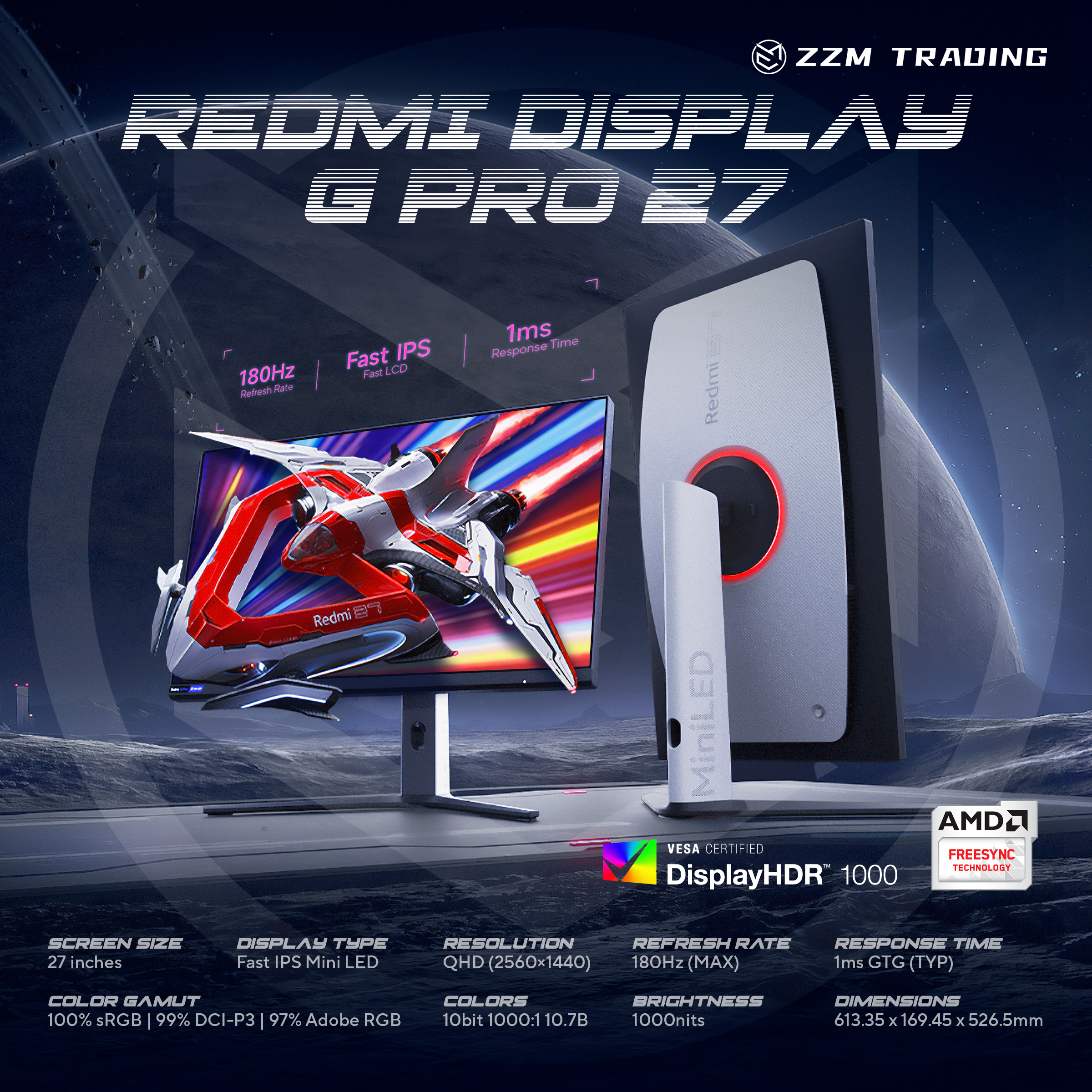 Redmi Display G Pro 27 inch 16:9 QHD (2560x1440) IPS MiniLED 180Hz 1ms ...