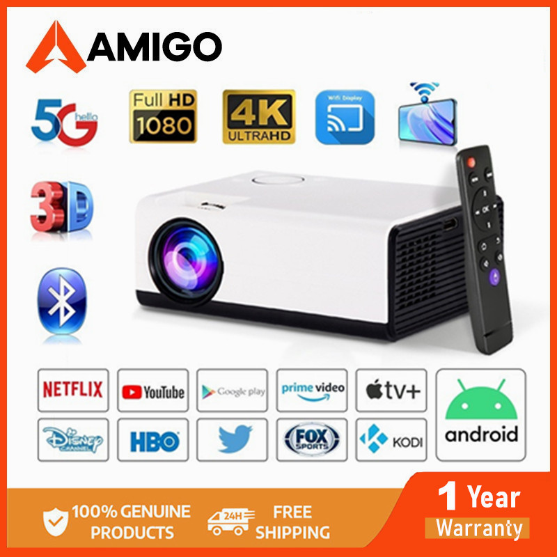 【Fast delivery】Projector Mini Portable Android 9.0 LCD 6000 lumens 4K ...