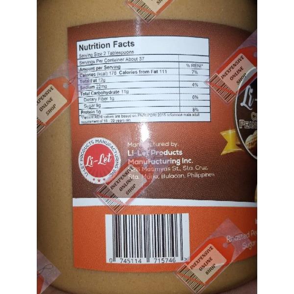 Peanut Butter Lilets Li-Let's Creamy Peanut Butter 1100grams/1.1Kg Best ...