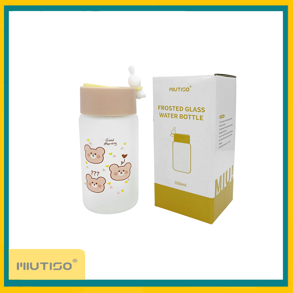 Miutiso Kids Frosted Glass Water Bottle Tumbler Drinking Bottle 10oz ...
