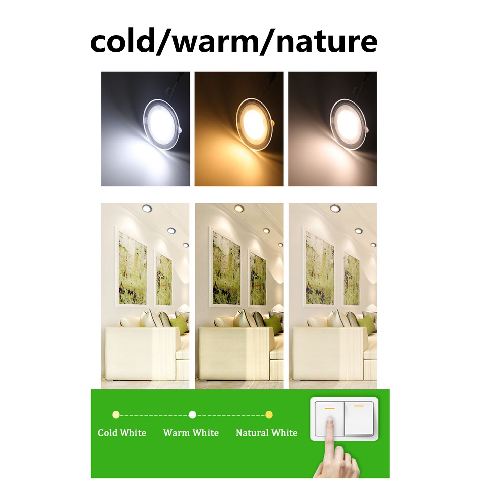 Tricolor Pin light 6W LED Downlight Ultra-Thin Ceiling Light Recessed ...