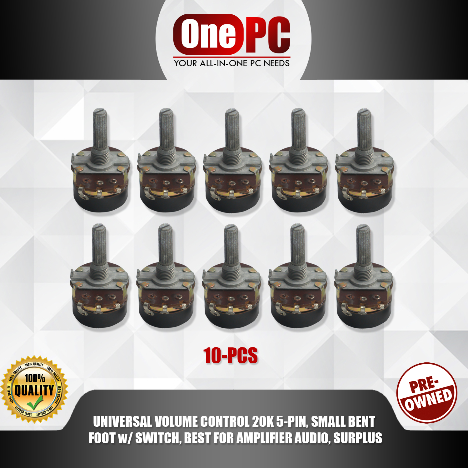UNIVERSAL VOLUME CONTROL 20K 5-PIN, SMALL BENT FOOT w/ SWITCH, BEST FOR ...
