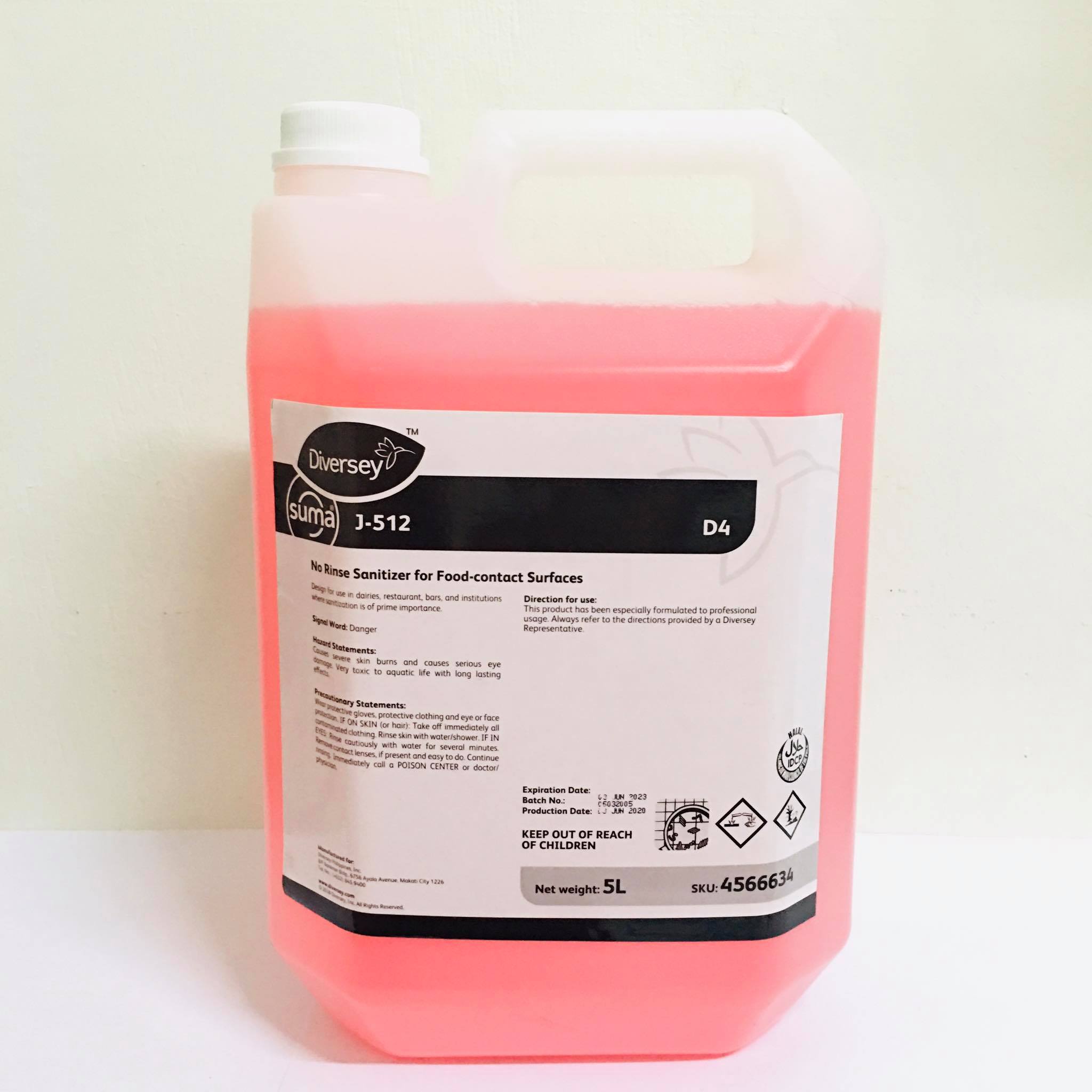 J-512 Sanitizer, Food Contact (Diversey) 5 liters | Lazada PH