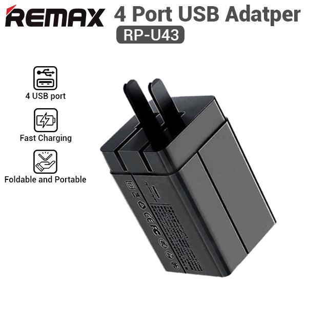 Remax 4-Port USB Fast Charger Plug Adapter RP-U43 | Lazada PH
