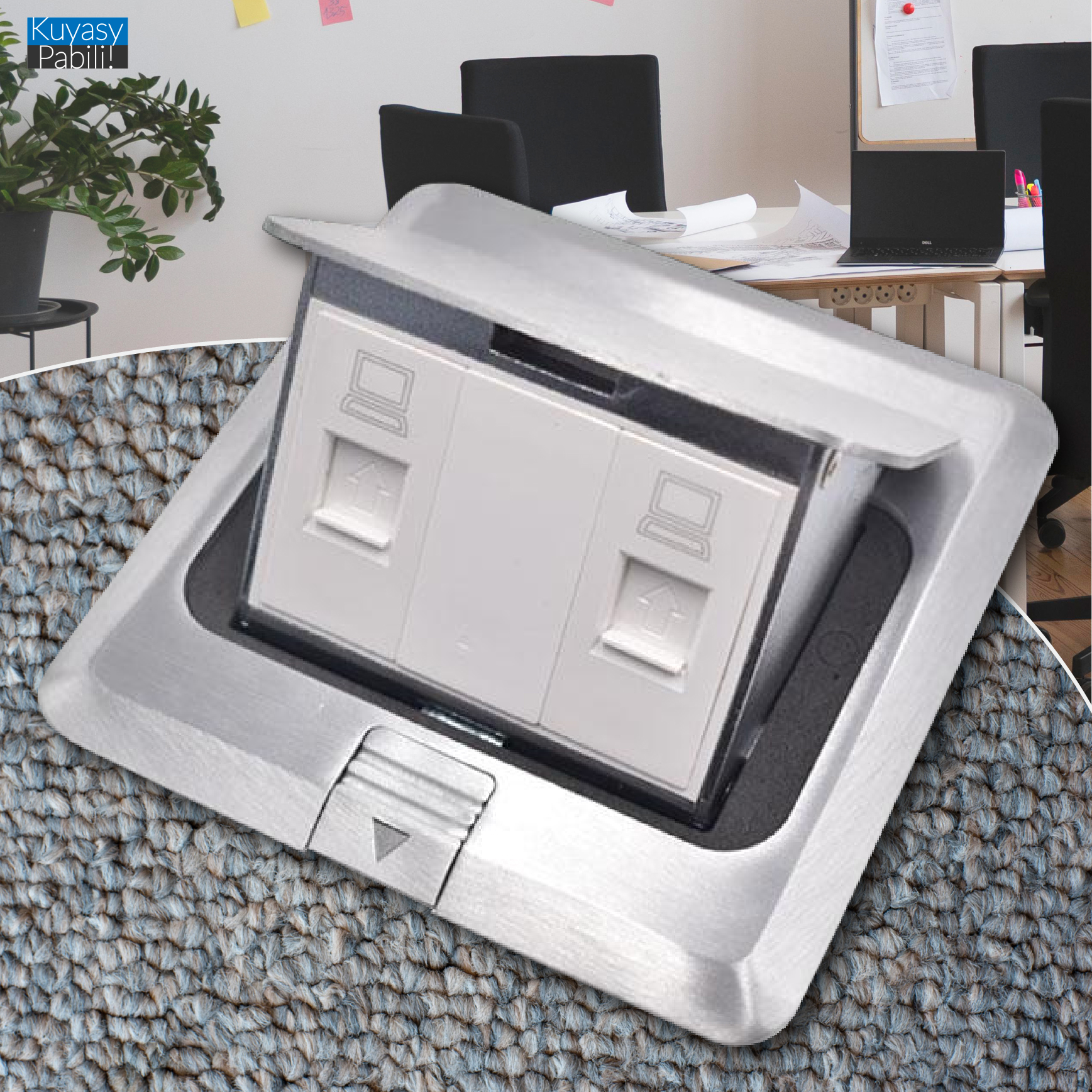 Kuyasy Aluminum Pop Up Floor LAN Socket 2 Port RJ45 Socket Silver ...