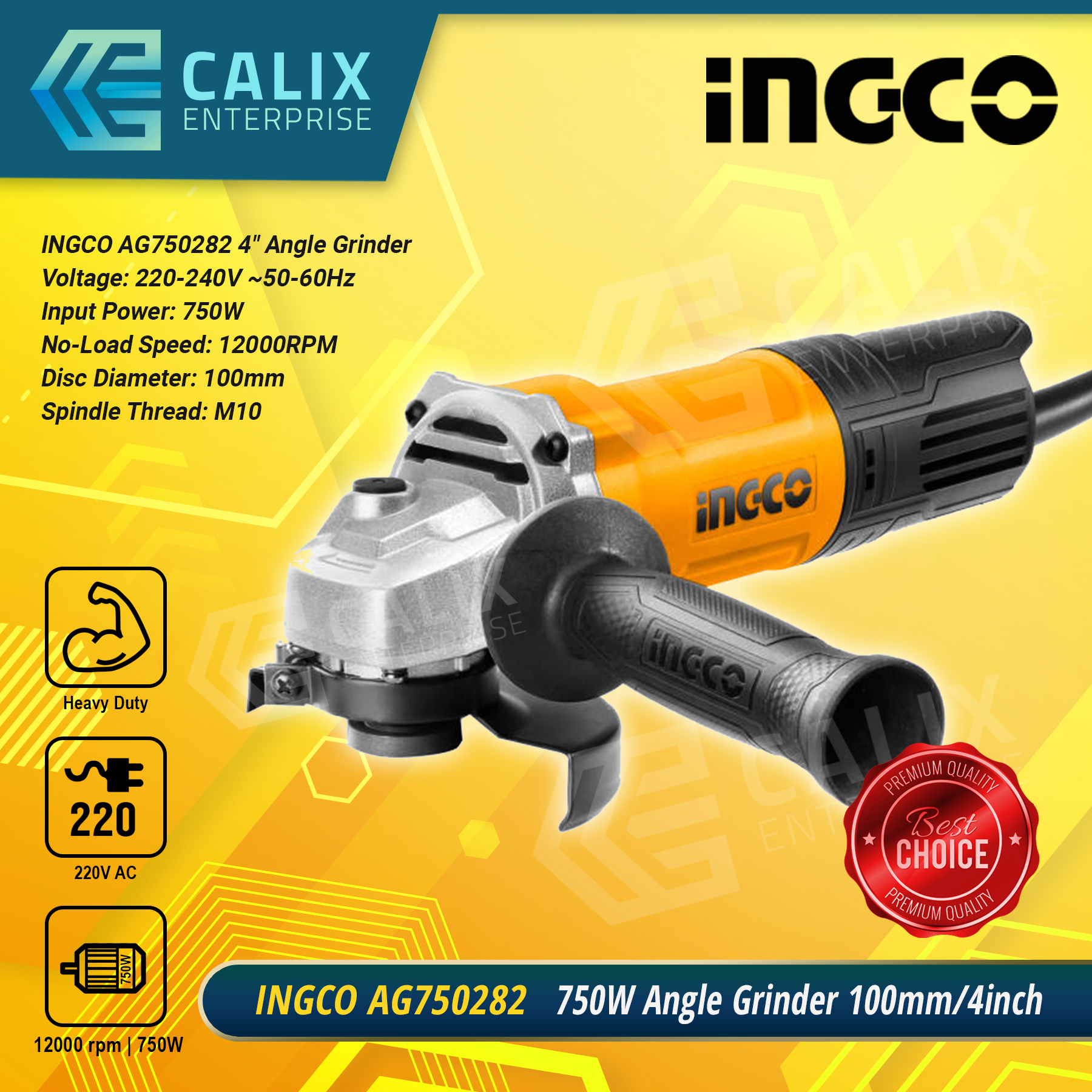 Electric Angle Grinder 4" 750W SUPER SELECT IPT - Ingco AG750282 ...