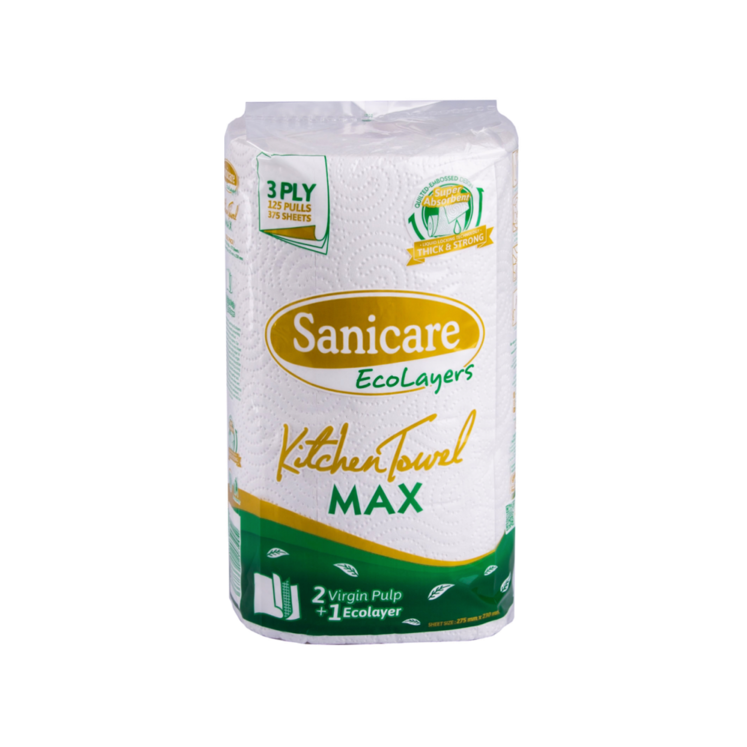 Sanicare Ecolayers Kitchen Towel Max 3 ply - 125 pulls x 1 Roll | Lazada PH