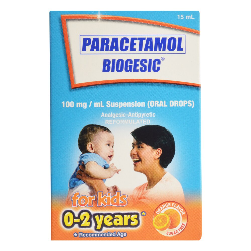 BIOGESIC Paracetamol 100 mg/mL Orange-Flavored Oral Drops 15 mL | Lazada PH