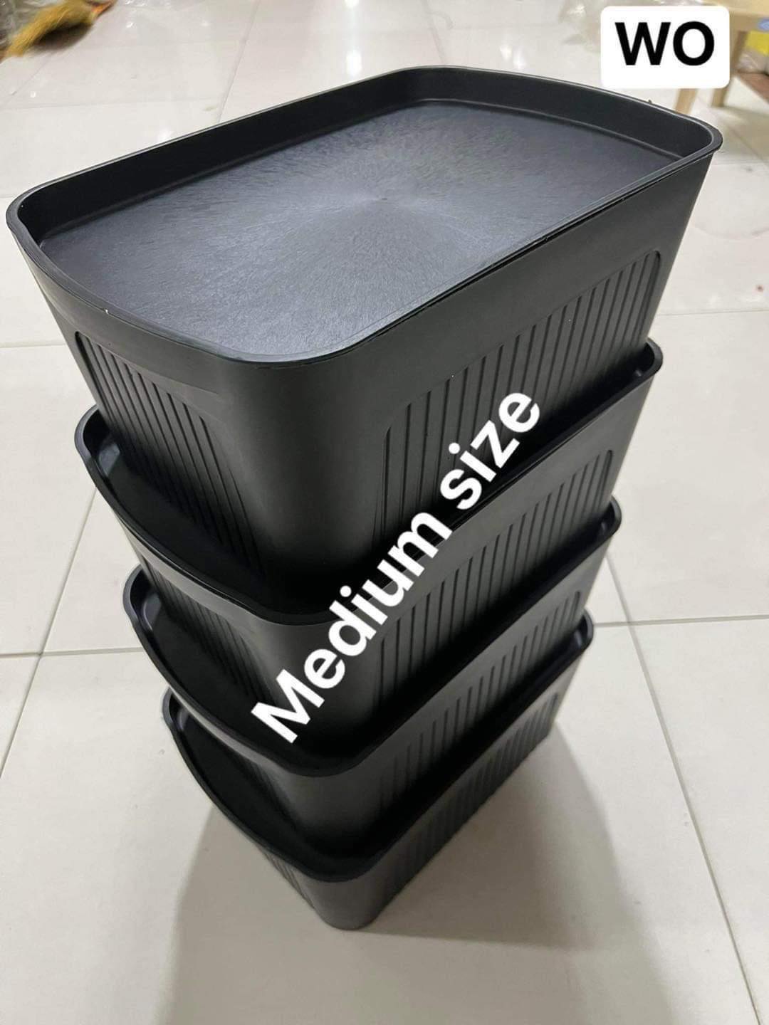 MEDIUM SIZE BLACK STORAGE BOX WITH LID | Lazada PH
