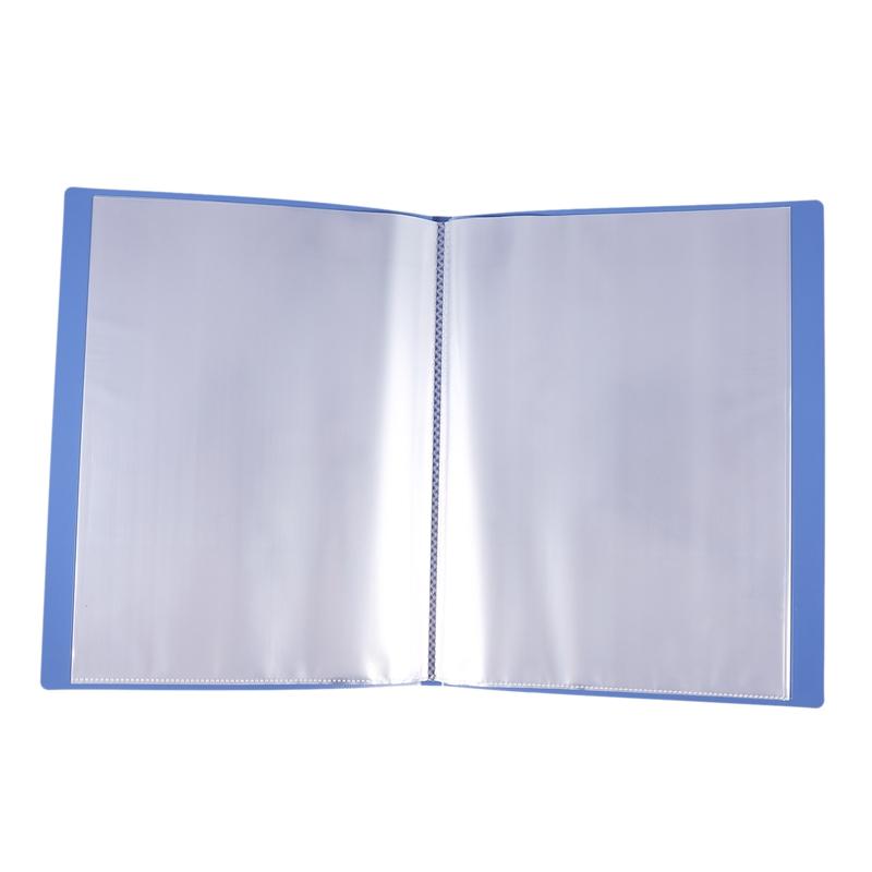 Blue Plastic Cover A4 Clear Book File with 20 Clear Pockets ...