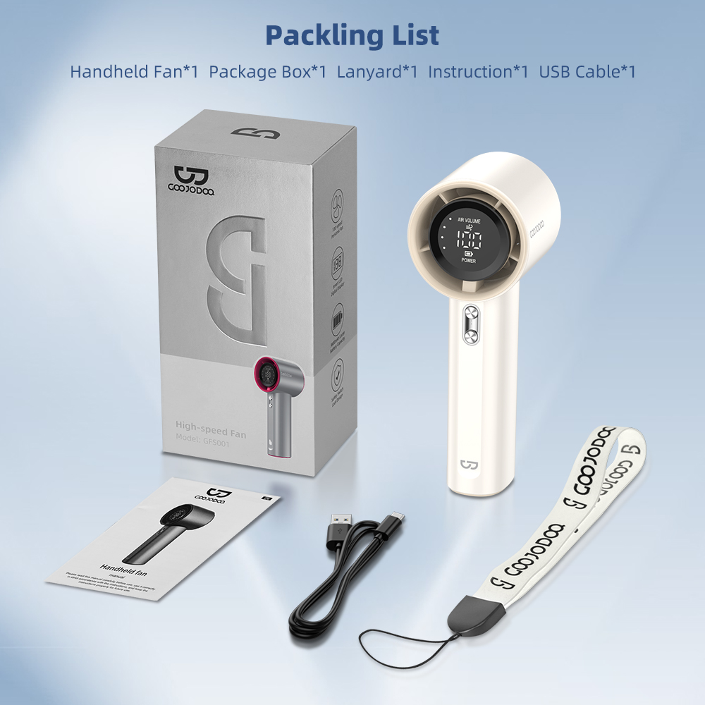 GOOJODOQ Mini Fan Rechargeable Handheld Fan Portable Strong Wind 100 ...