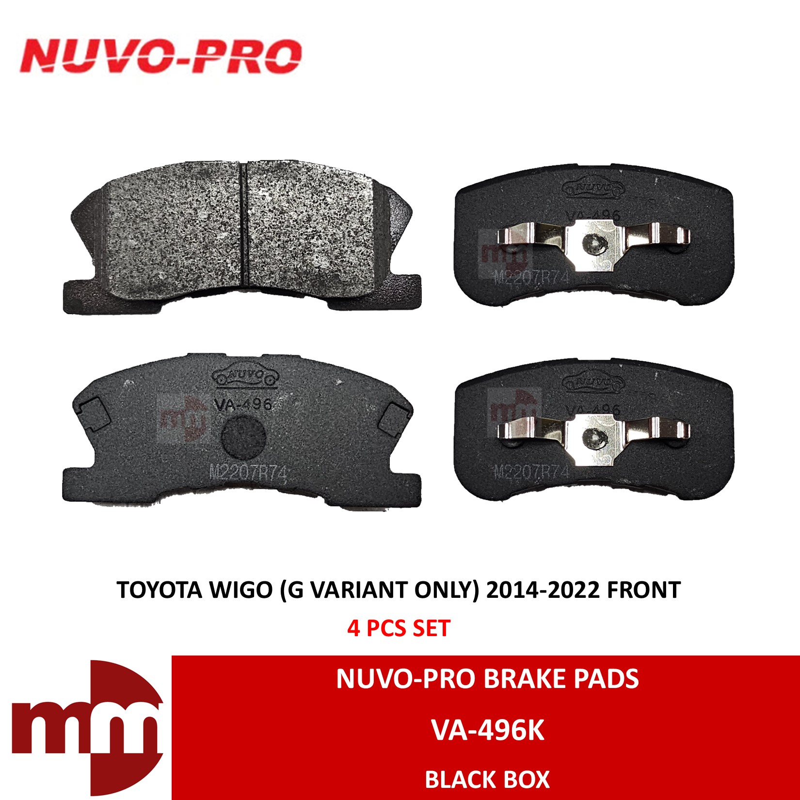 NUVO PRO Brake Pads for TOYOTA WIGO (G VARIANT ONLY) 2014-2022 Front VA ...