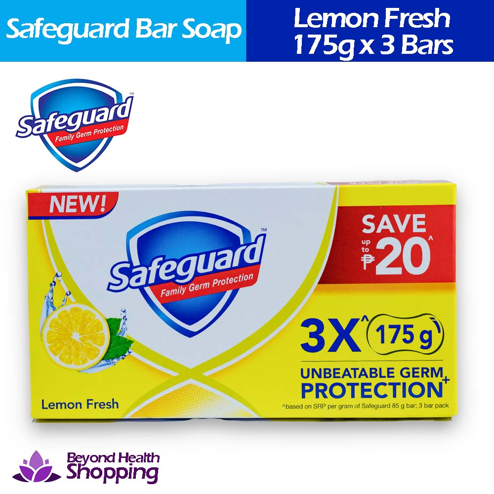Safeguard Lemon Fresh Bar Soap 175g x 3 bars with Unbeatable Germ ...