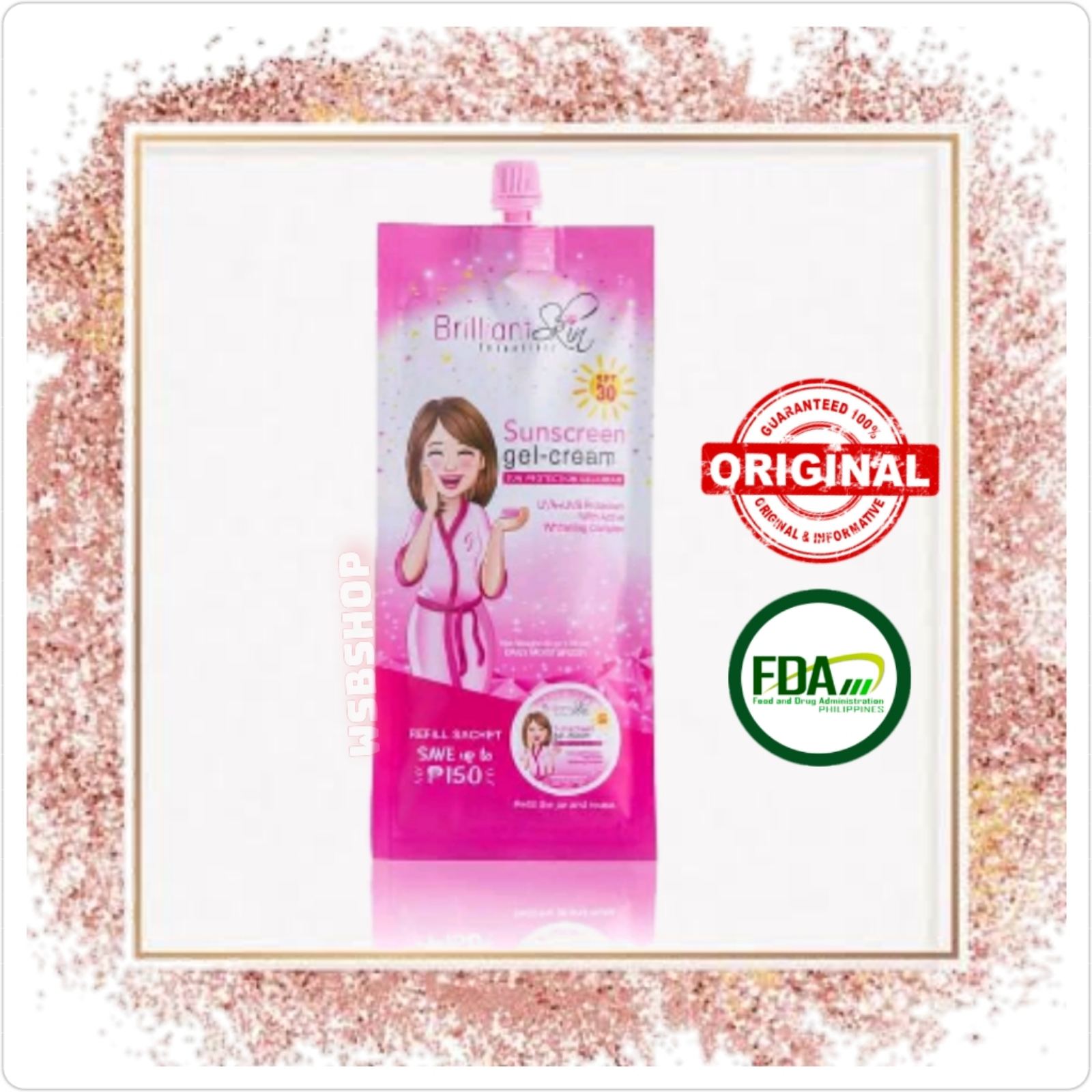 BRILLIANT SUNSCREEN GEL-CREAM SPF30 50G BIG SACHET AND SKINFIT SHEET ...