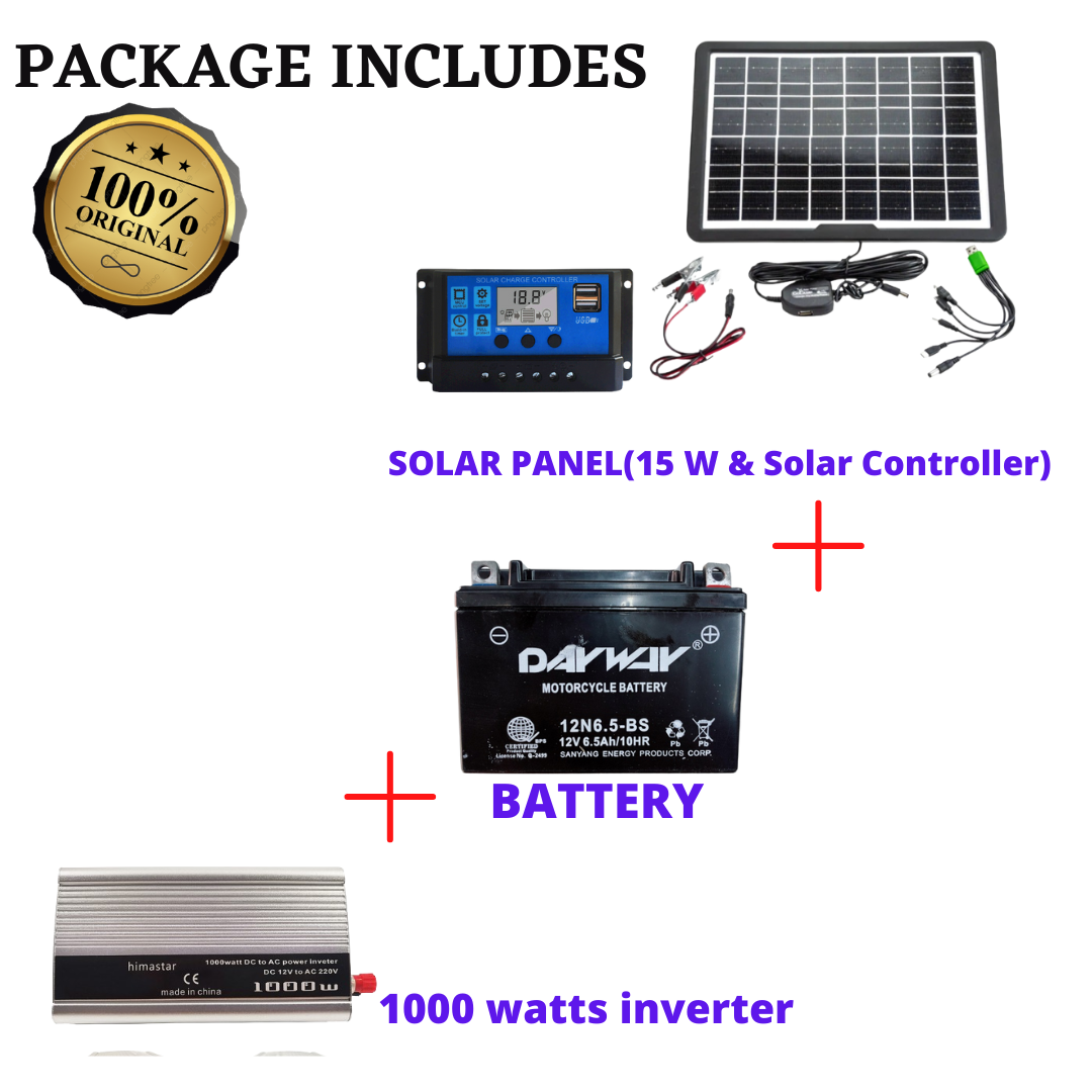 Automatic 1,000 Watts Inverter Solar Power Set Up Complete Set Zero ...