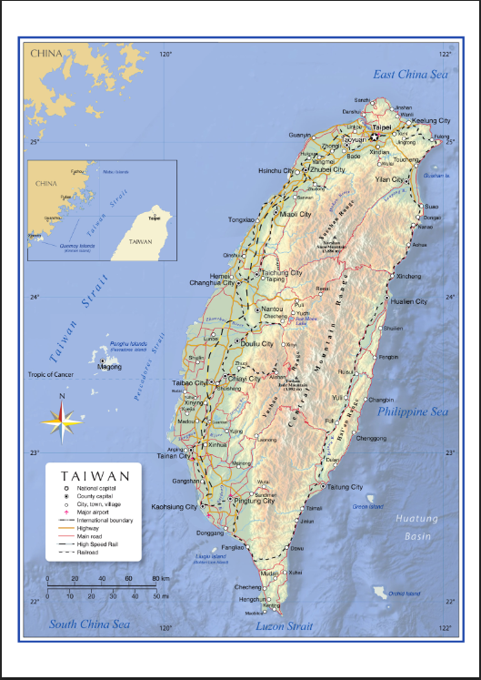 Taiwan Political Map Waterproof A4 Laminated Chart | Lazada PH