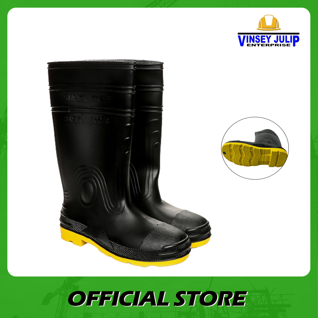 1 Pair Supertuff Safety Rain Boots with Steel Toe Yellow Sole | Lazada PH