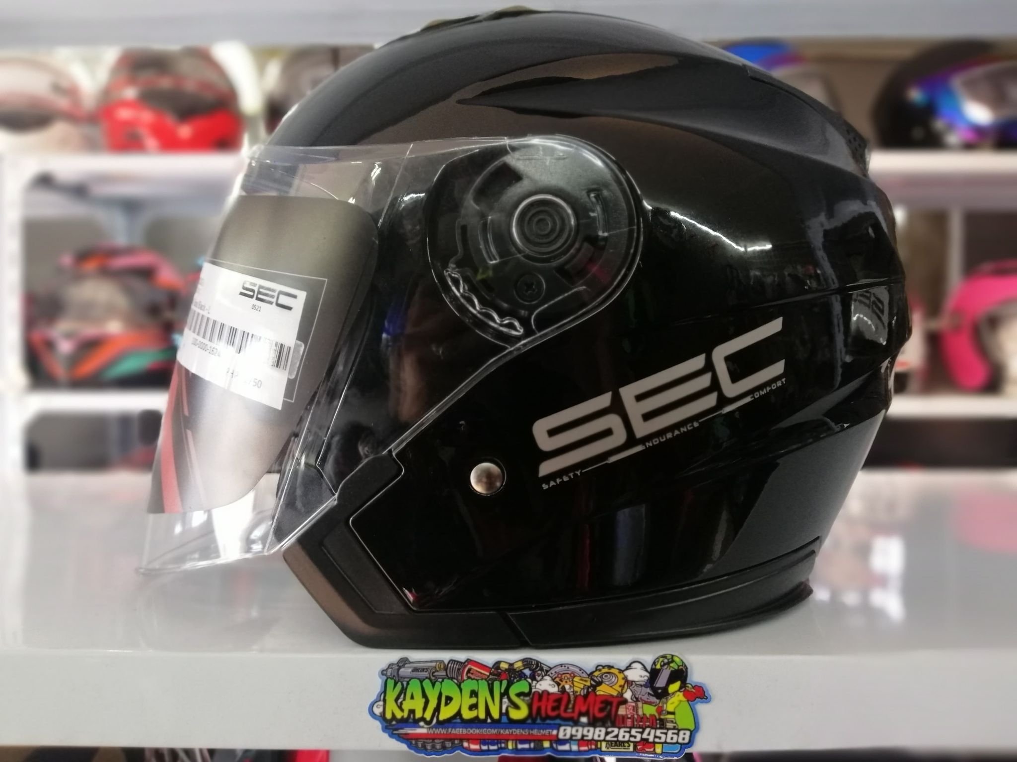 SEC Windy Glossy BLACK single visor half face (FREE TUBEMASK) | Lazada PH