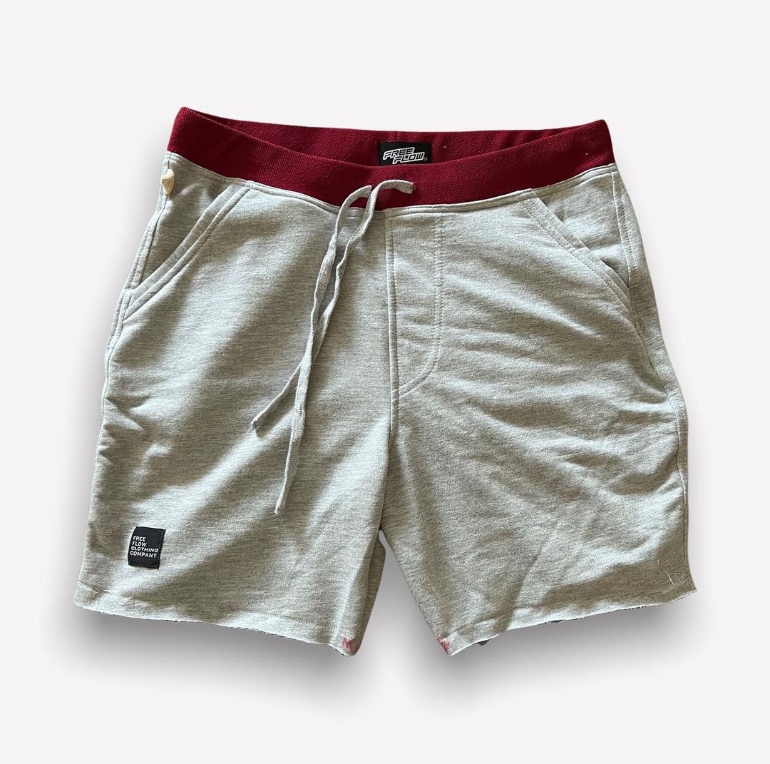 Free Flow Clothing Sweat Shorts Bermuda Light Grey on Maroon waistline ...