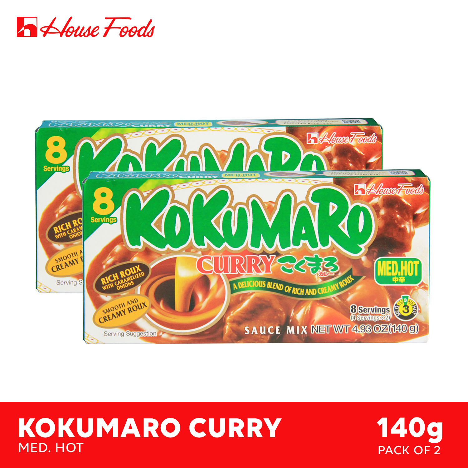 House Foods Kokumaro Japanese Curry Med Hot 140g x 2 packs | Lazada PH