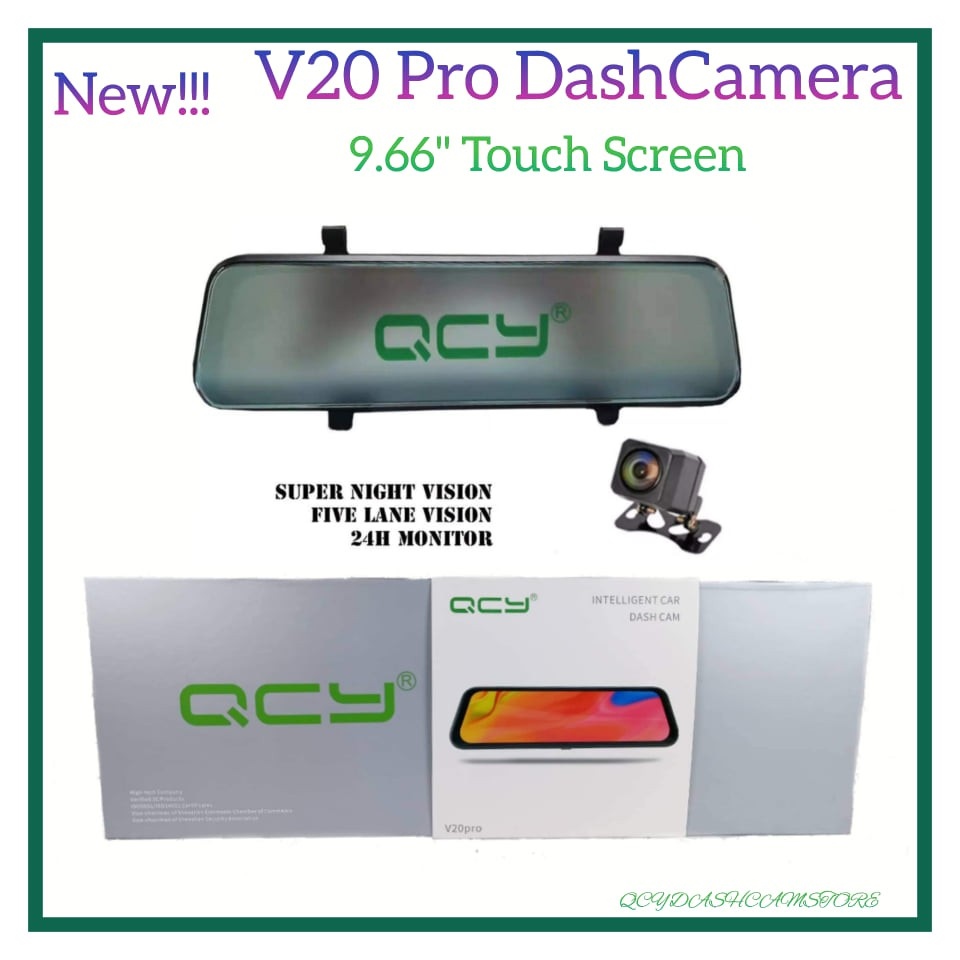 New!!!ORIGINAL QCY V20 PRO INTELLIGENT CAR DASHCAM 9.66 TOUCH SCREEN ...