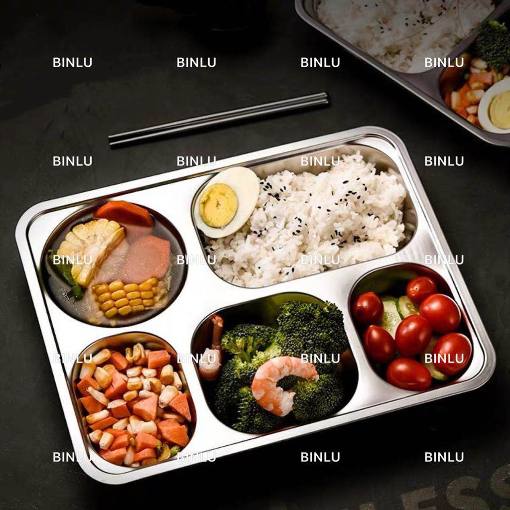【New】 5 grids stainless steel lunch box,plate,dish,bowl,large capacity ...