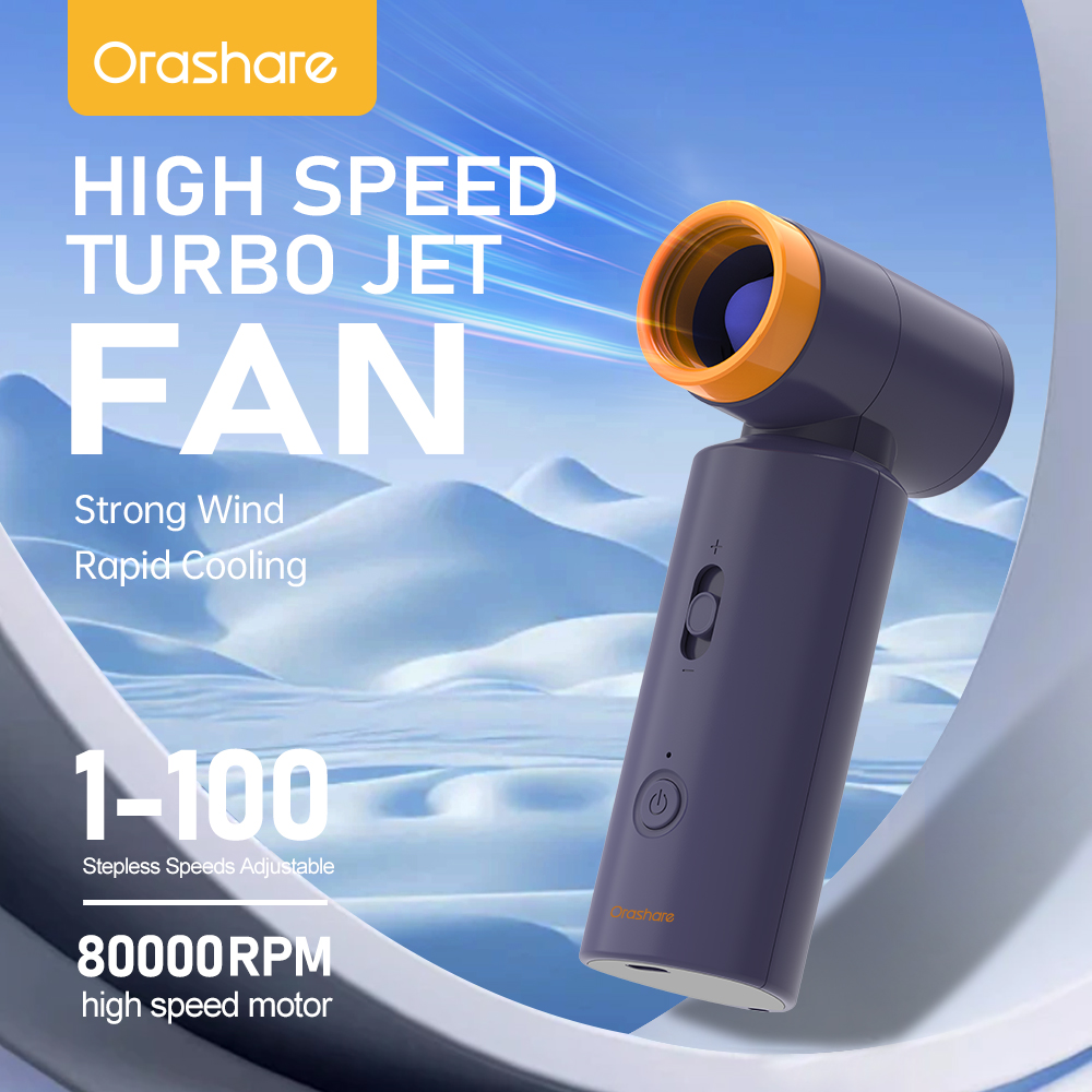 Orashare HF06 High Speed Turbo Jet Fan Rechargeable 3 in 1 Portable Fan ...