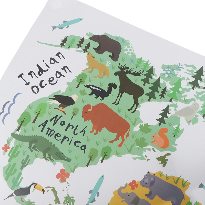 ChangAn Animal World Map Colorful World Sticker Kids Home Wall Decor ...