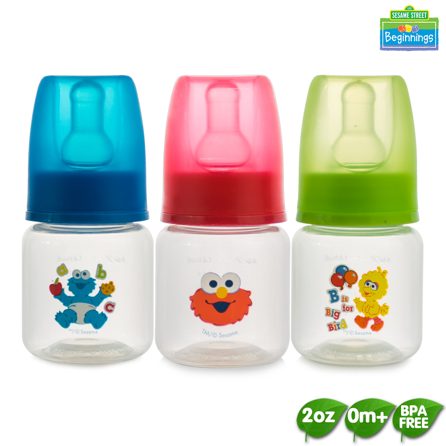 Sesame Beginnings 2oz Clear Easy Grip Feeding Bottles with Slow Flow ...