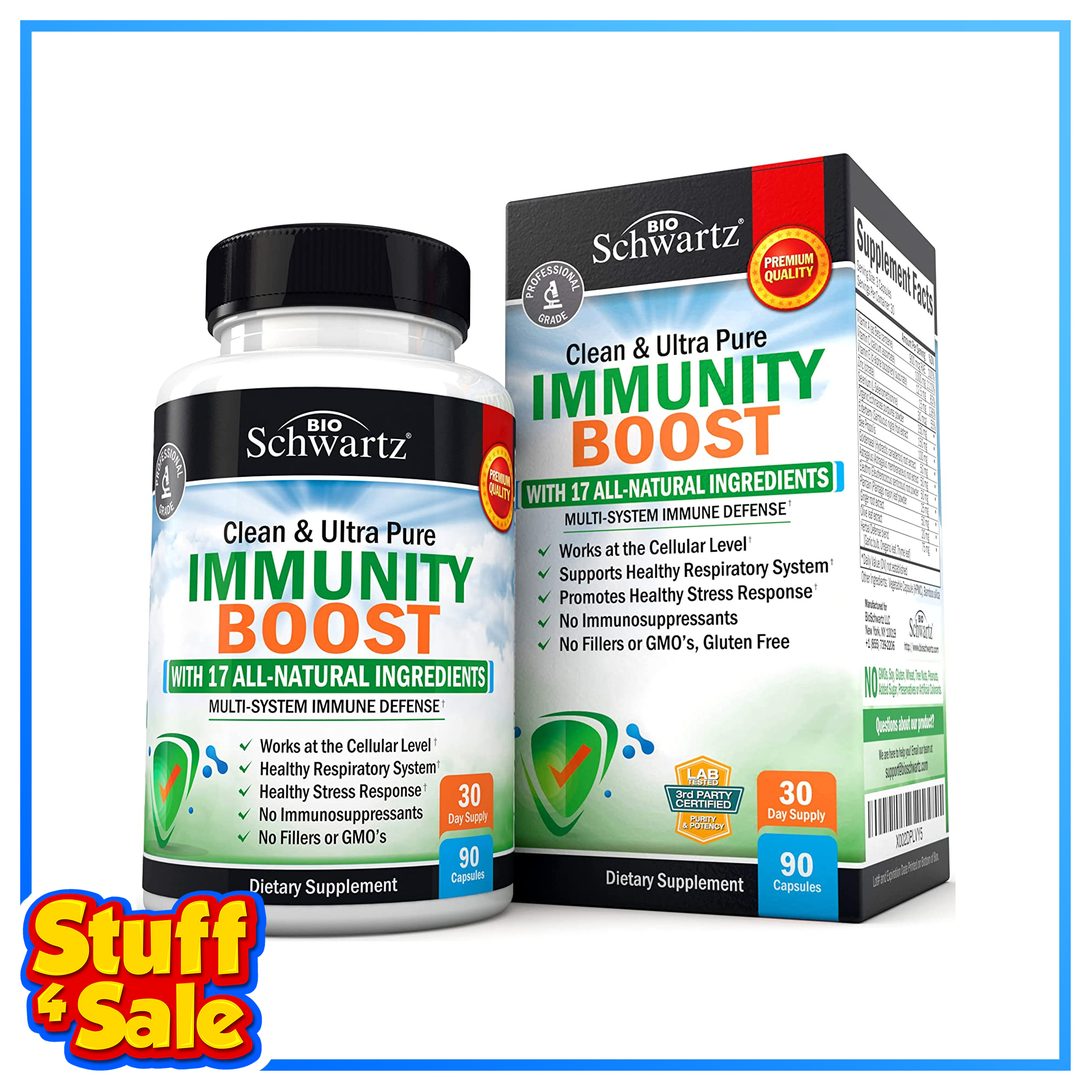 BIOSCHWARTZ Immunity Boost Supplement with Elderberry, Vitamin A ...