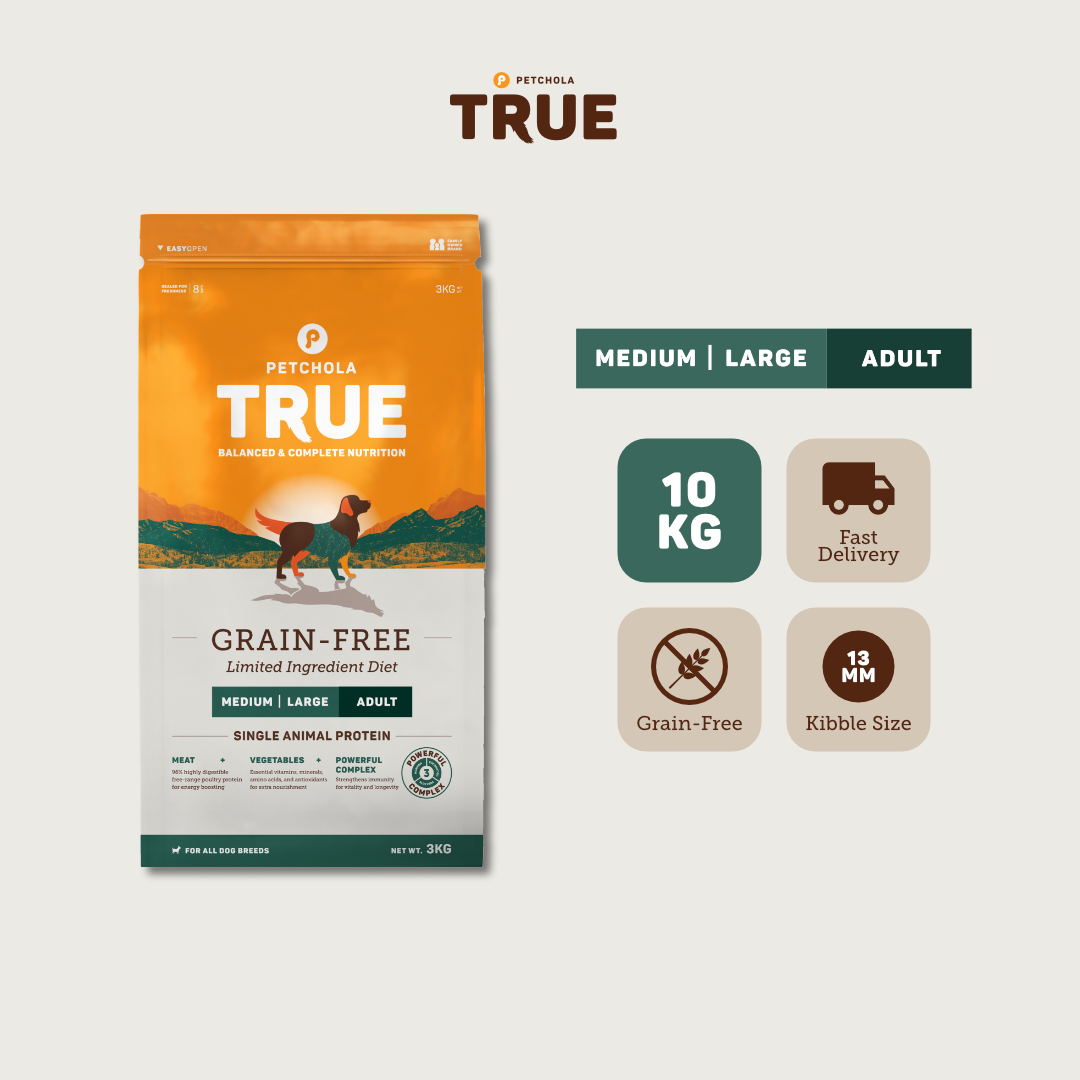 Petchola True Grain-Free Dry Dog Food (Medium to Large Adult Dogs, 10kg ...