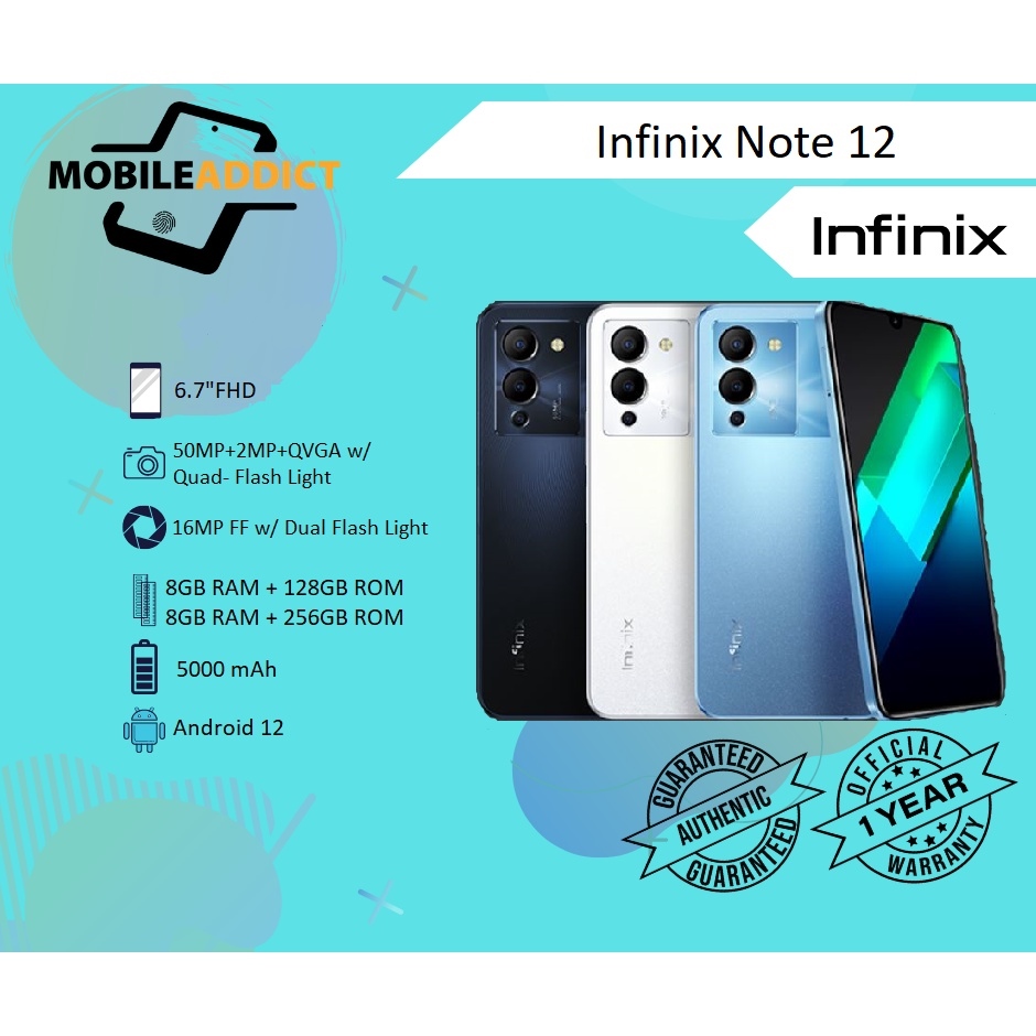 ☏♨♘ Infinix Note 12 NTC 1 year official warranty | Lazada PH