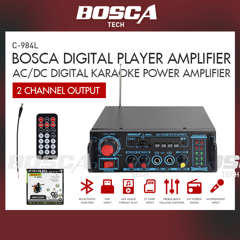 BOSCA Digital Player Amplifier 2 channel output Bluetooth USB TF FM ...