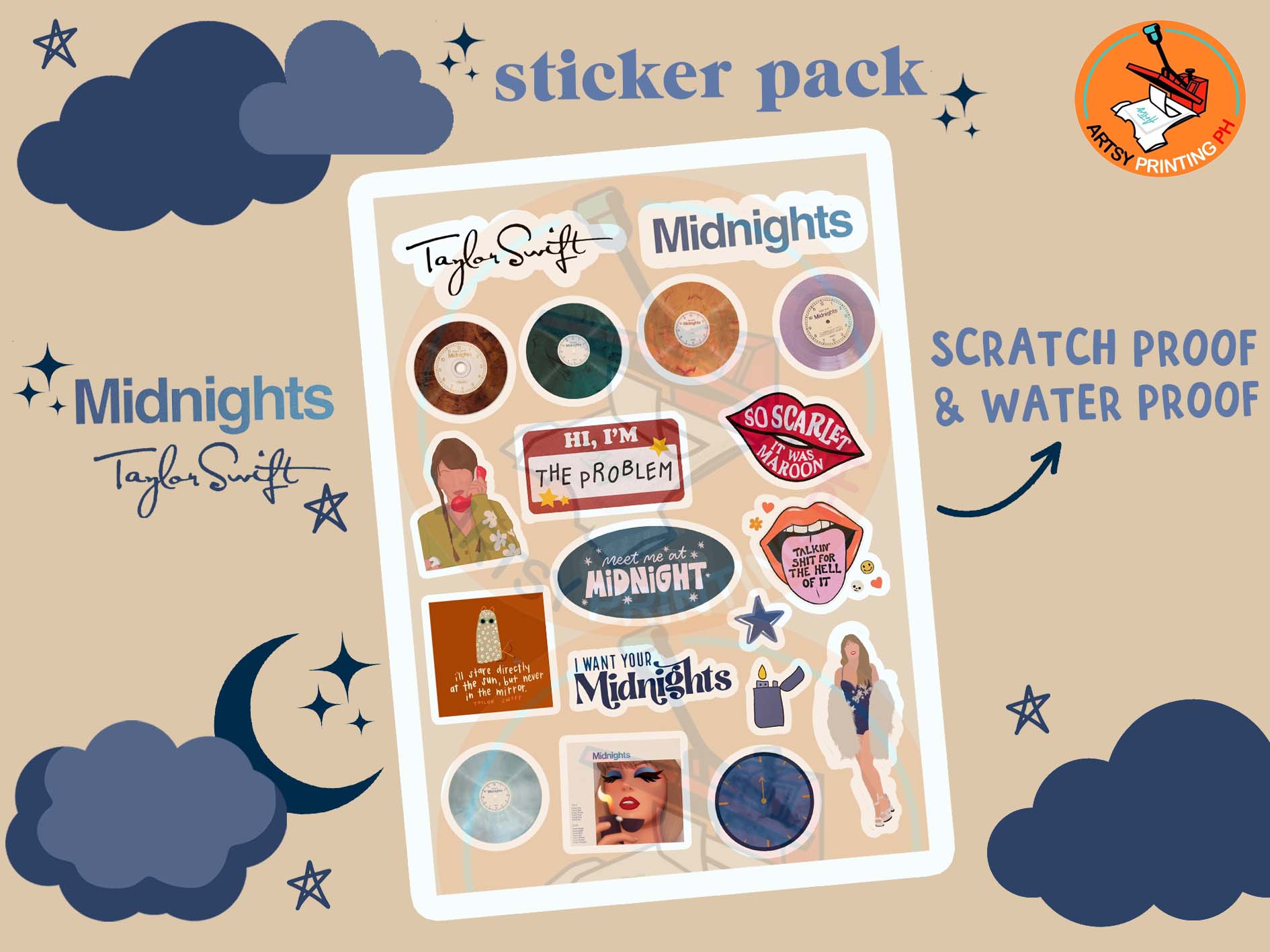 ARTSY -MIDNIGHTS TAYLOR SWIFT STICKER PACK SOLD PER SHEET | Lazada PH
