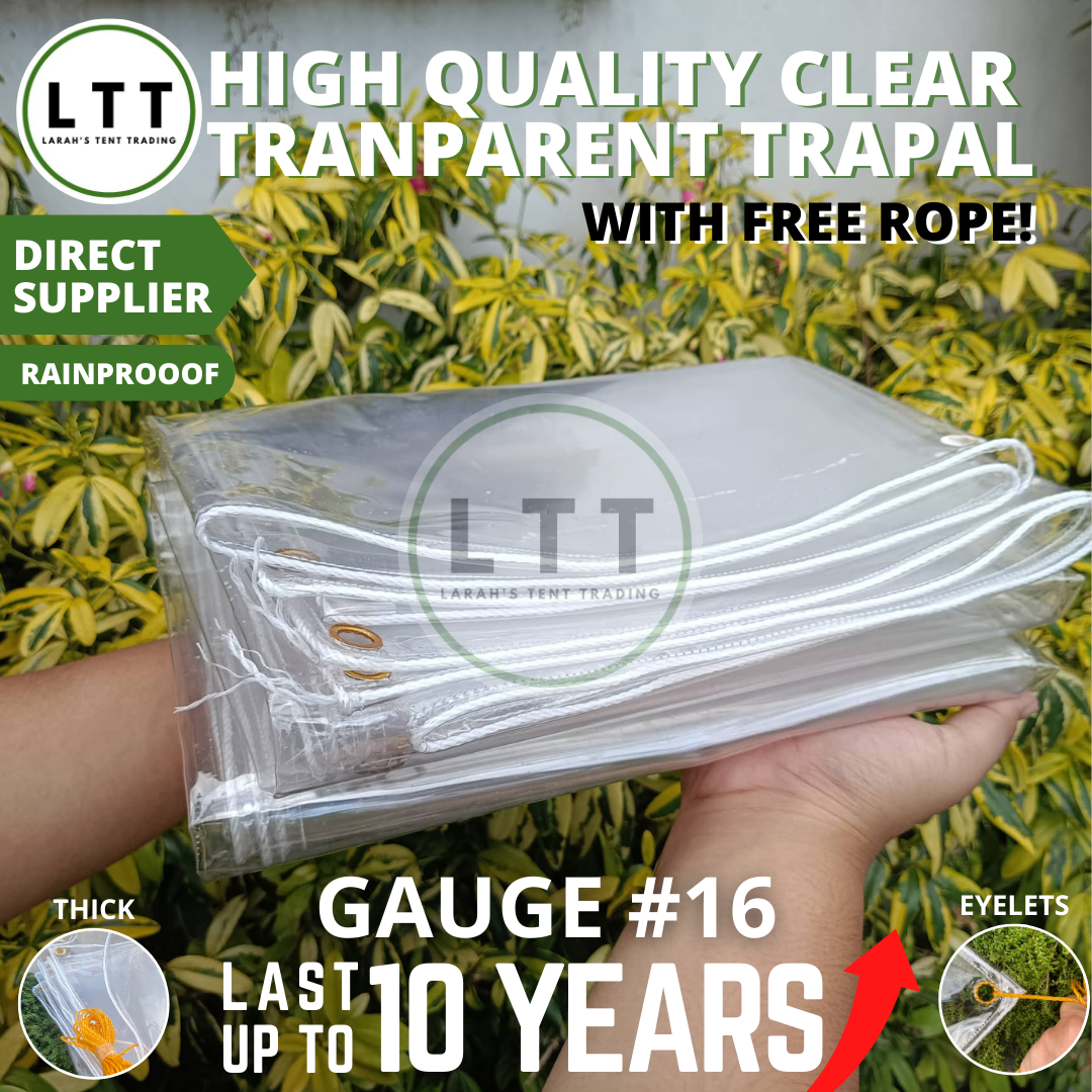 WITH FREE ROPE! 8x9ft CLEAR TRANSPARENT Trapal Waterproof Trapal High ...