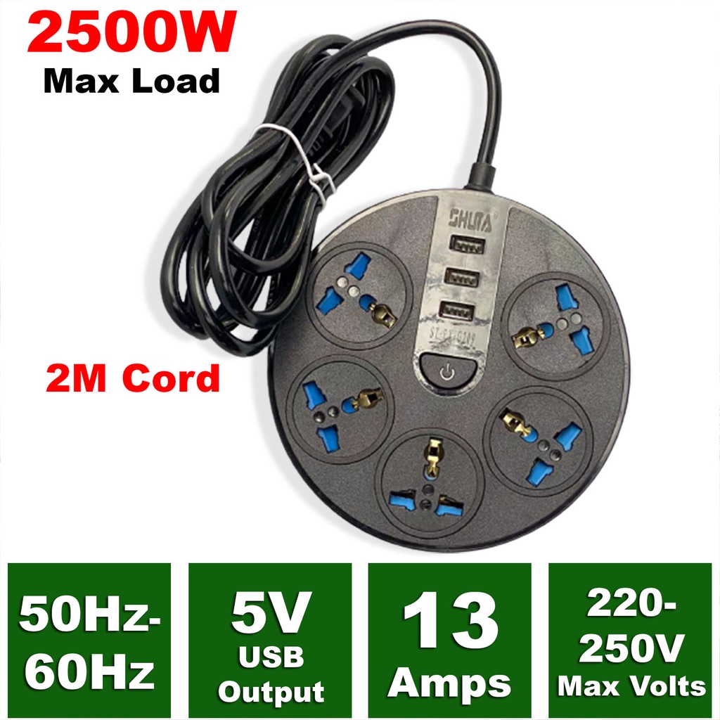 2-4M Socket Extension Outlet 3 USB Ports, Extension Cord, Overload ...