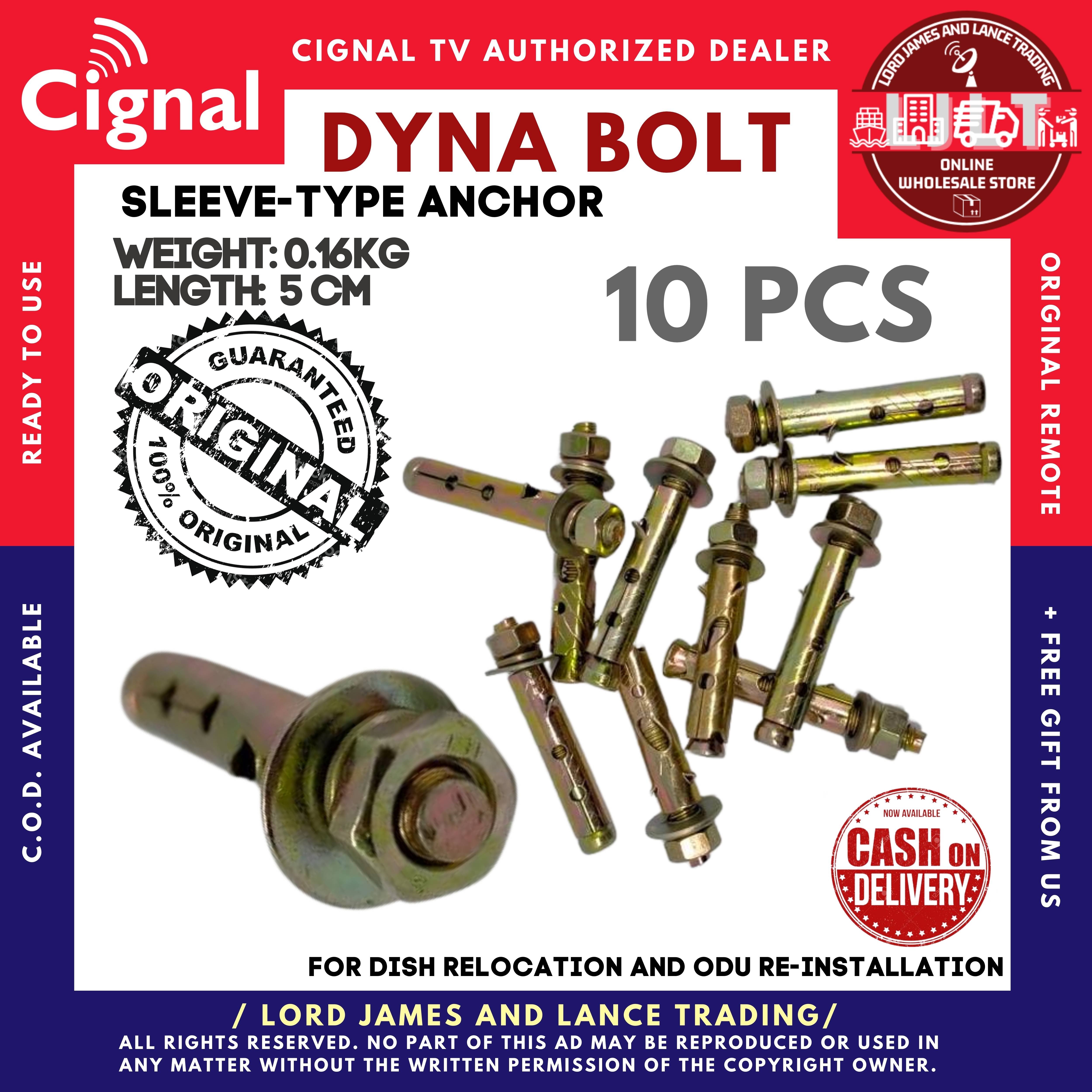 ORIGINAL 10 PCS DYNA BOLT (5 cm) FOR ODU INSTALLATION AND DISH RELOCATION + 60ML ALCOHOL/RCA ...
