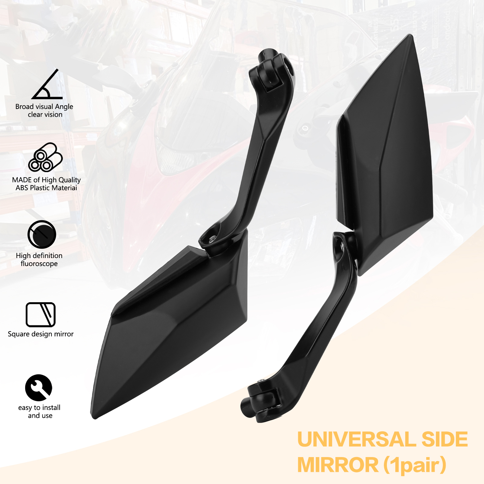 Motorcycle Universal Side Mirrors Motorcycle Rearview with 8/10mm Bolt ...