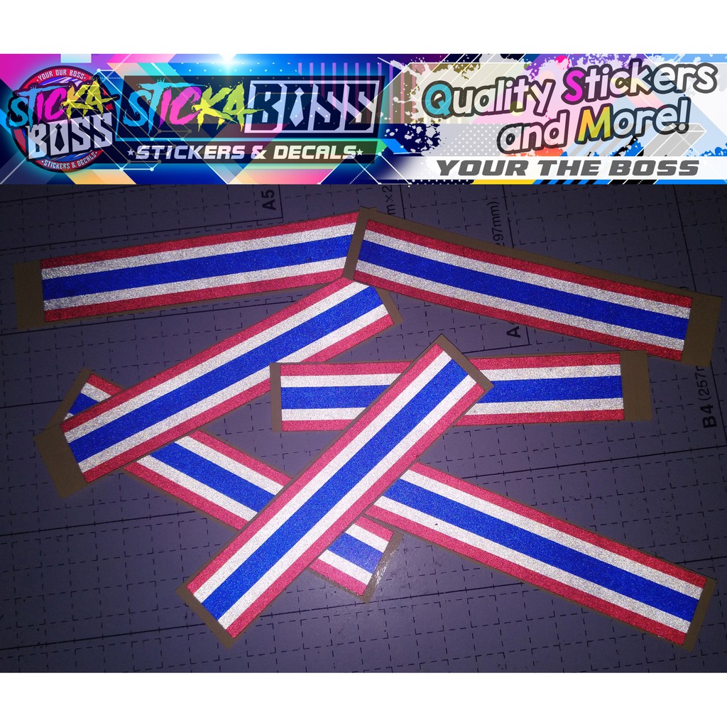 【1 PIECE】THAI FLAG REFLECTORIZED VINYL STICKER [ PRINTED / LAMINATED ...