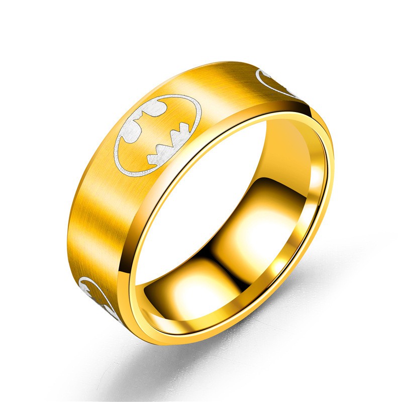 【ready stock】 Batman logo stainless steel ring Black,Gold,Silver ...