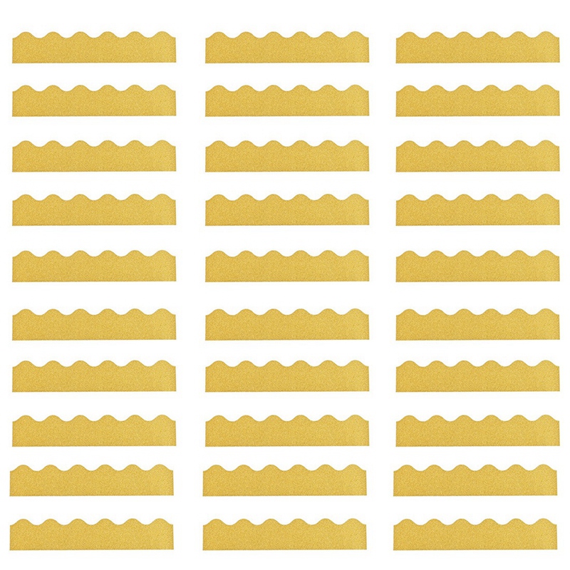 30Pcs Gold Bulletin Board Borders, Shine Glitter Scalloped Bulletin ...