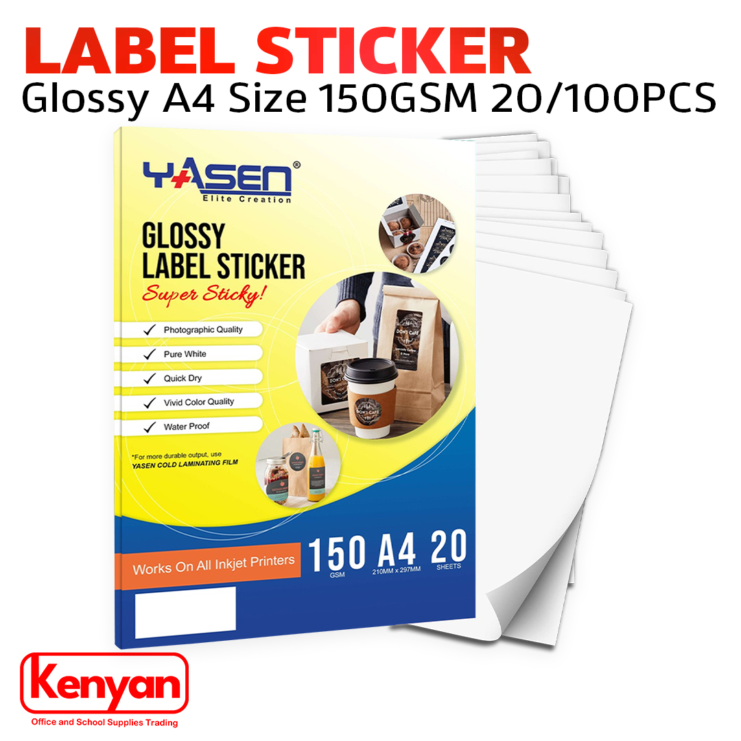 Yasen Label Sticker Paper for Printing A4 Size Matte/Glossy 150GSM ...