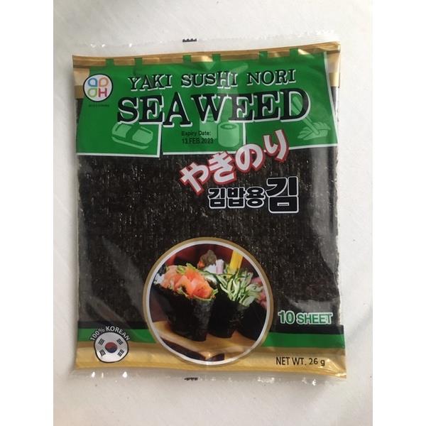 Genuine korean Yaki Sushi Nori Sea weed 10sheets 26g for kimbap or ...