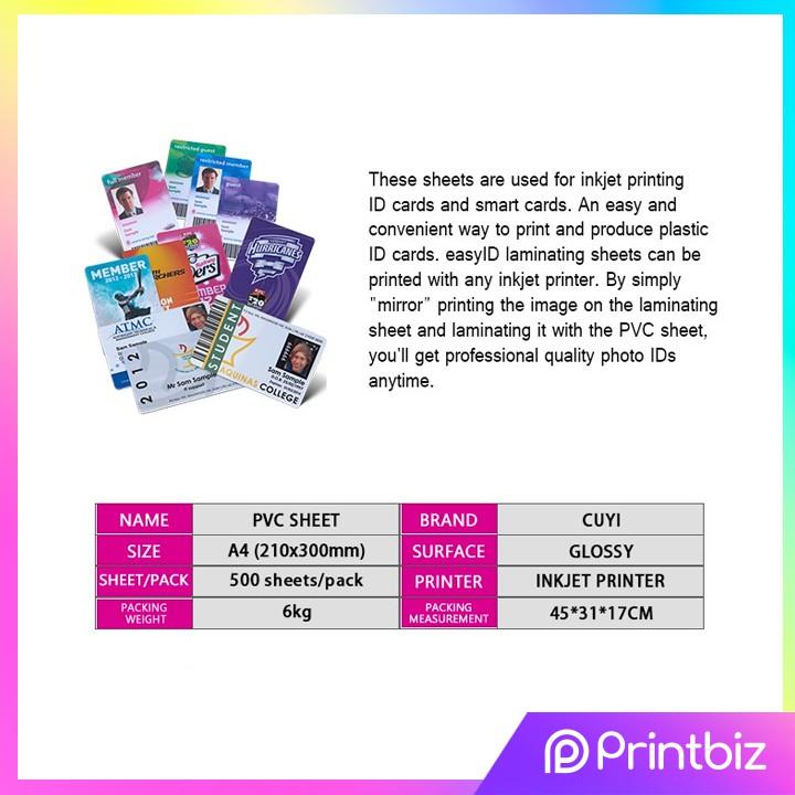 klm.ph CUYI PVC Sheet for ID Printing Bag tag Calling Card | Lazada PH