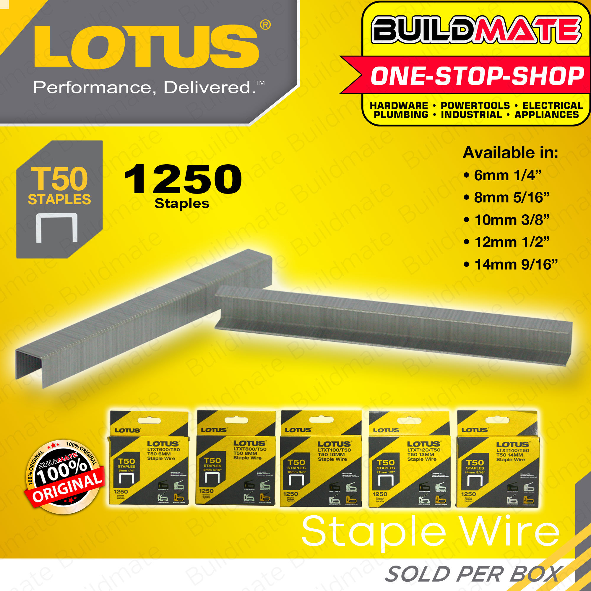 LOTUS Staple Wire Nail for Gun Tacker Stapler 1000 PCS T50 6mm - 14mm ...