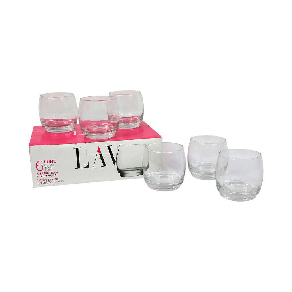 LAV Lune 6-Piece Rock Glass Tumbler Set (11 oz) | Whiskey, Water, and ...
