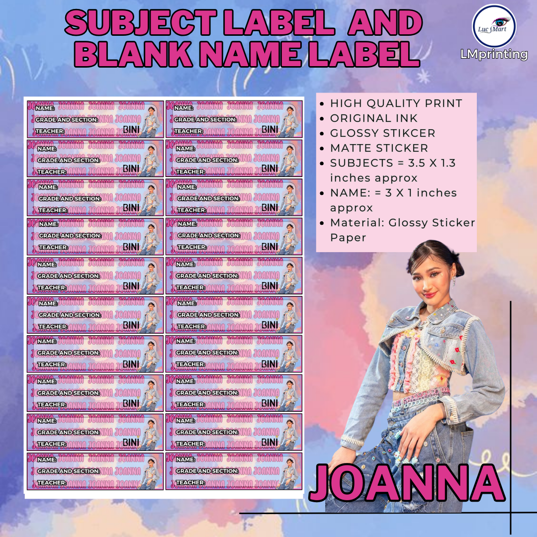 LUCSMART fast shipping - BINI JOANNA INSPIRED SUBJECT LABEL AND NAME ...
