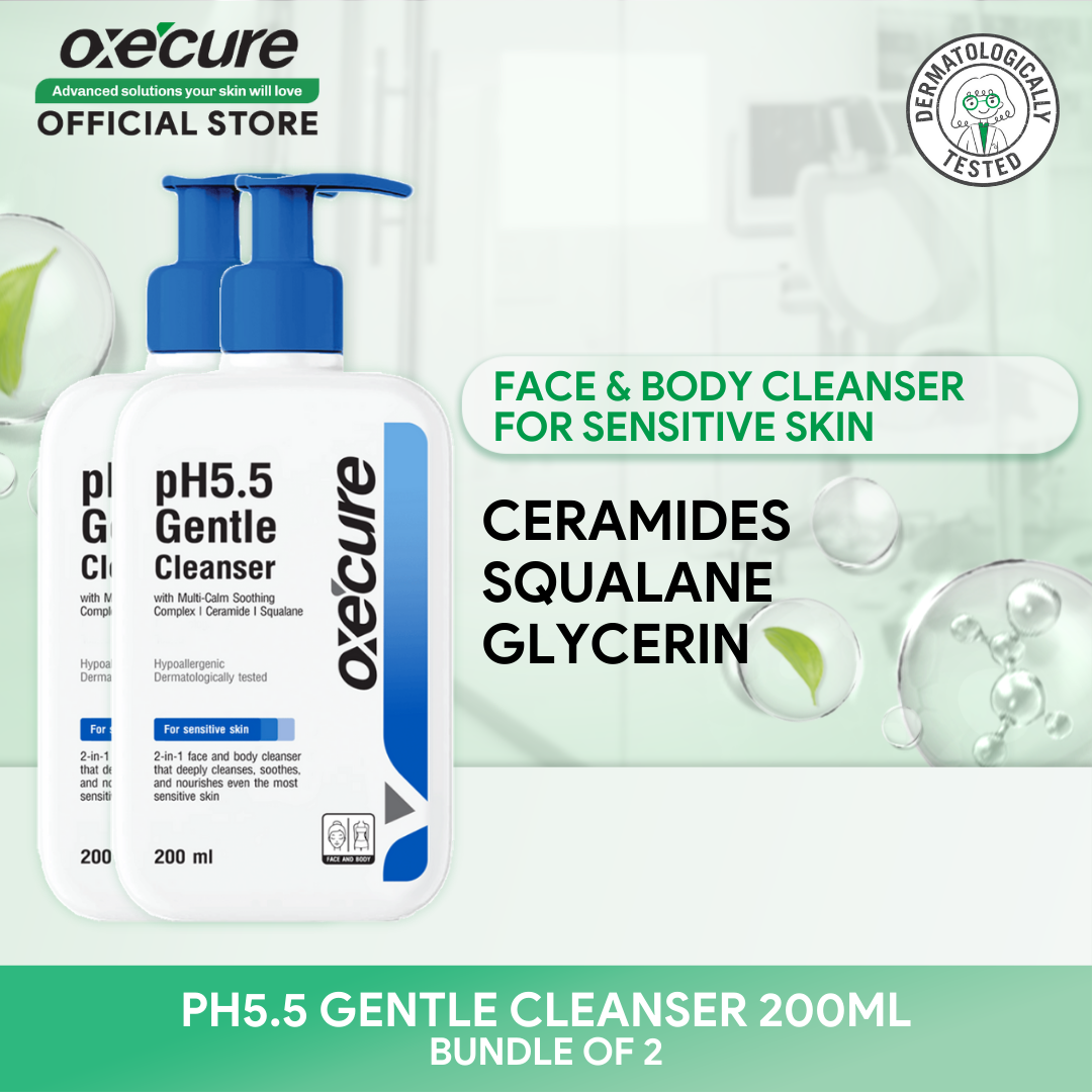 OXECURE pH5.5 Gentle Cleanser with 5X Ceramides 200ml Bundle of 2 ...